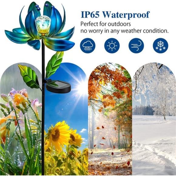 Accents | Solar Garden Lights Metal Flower Pathway Light With Led ...